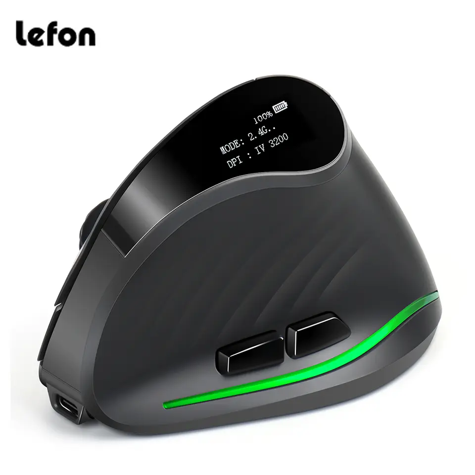 Ergonomic Lefon F35C Wireless Mouse, 4000Dpi, 7 Buttons, Oled Display, Bluetooth Pc/Laptop ...