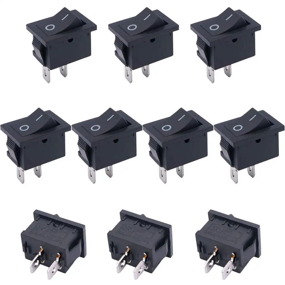 Mini 2 Pin Push Button Switch, 10A/125V, Snap-In On/Off Boat Rocker, 10Pcs