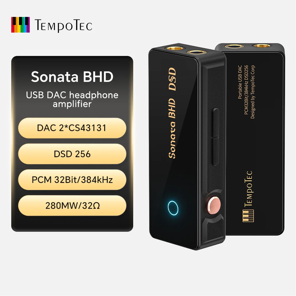 TempoTec Sonata BHD 휴대용 USB C 동글 DAC&, 3가인 레벨, 4.4mm&3.5mm,DSD256 ...