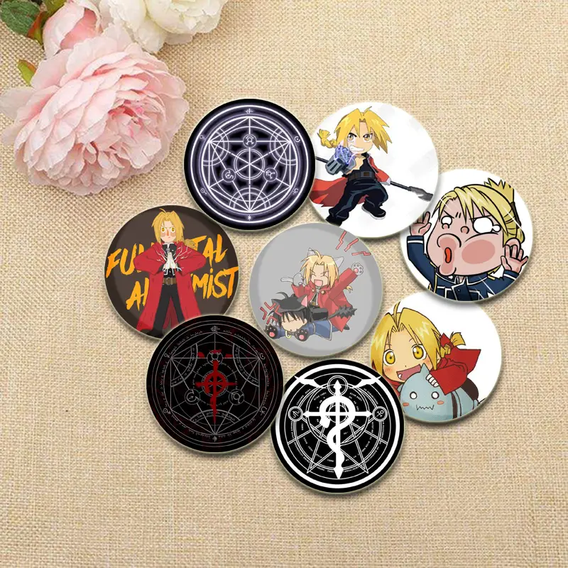 32/44/58mm Fullmetal Alchemist Anime Brooches Edward Elric Roy Mustang ...