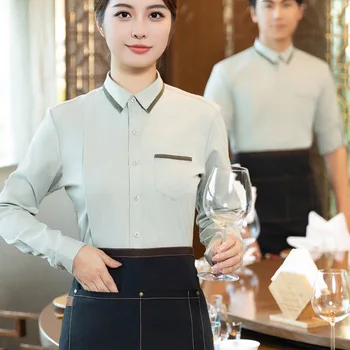 Western Restaurant Autumn Winter Waiter Shirt for Woman Cafe Waiter ...