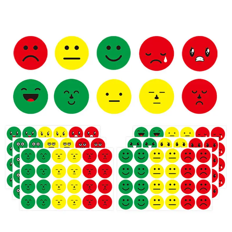 Happy/Sad Smile Face Stickers, 1440Pcs, 18 Styles, Student Reward Charts.