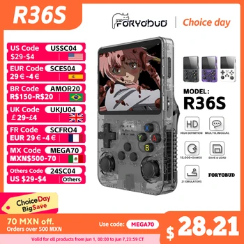 R36S Retro Handheld Video Game Console Linux System 3.5-inch IPS Screen ...