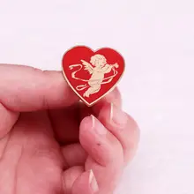 Valentine'S Angel Heart Badge Brooch, Enamel Jewelry Decor