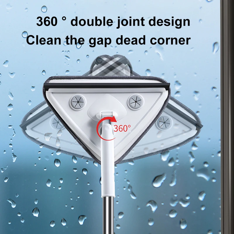 Triangle Glass Wiper Telescopic Rod Windows Cleaning Brush Window ...