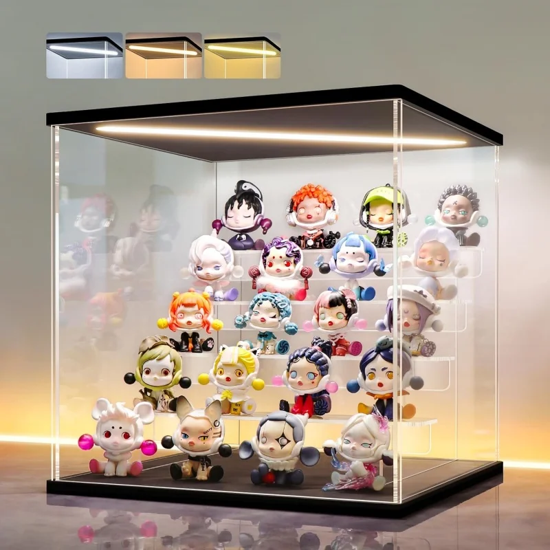 2/3/4/5 Layers Acrylic Display Case With LED Light Figurines Toy Blind ...