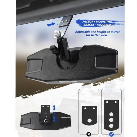 Adjustable Center Rearview Mirror for Polaris Ranger 500 570 900 XP ...
