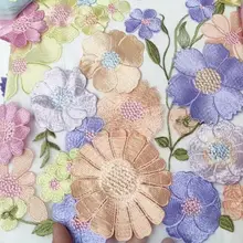 Embroidered fabric with 3D flower, flower fabric, handmade, DIY ...