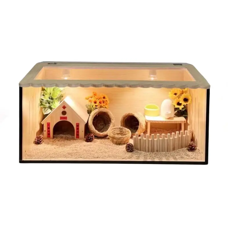 Luxury Large Transparent Glass Cage For Gerbils And Hamsters,