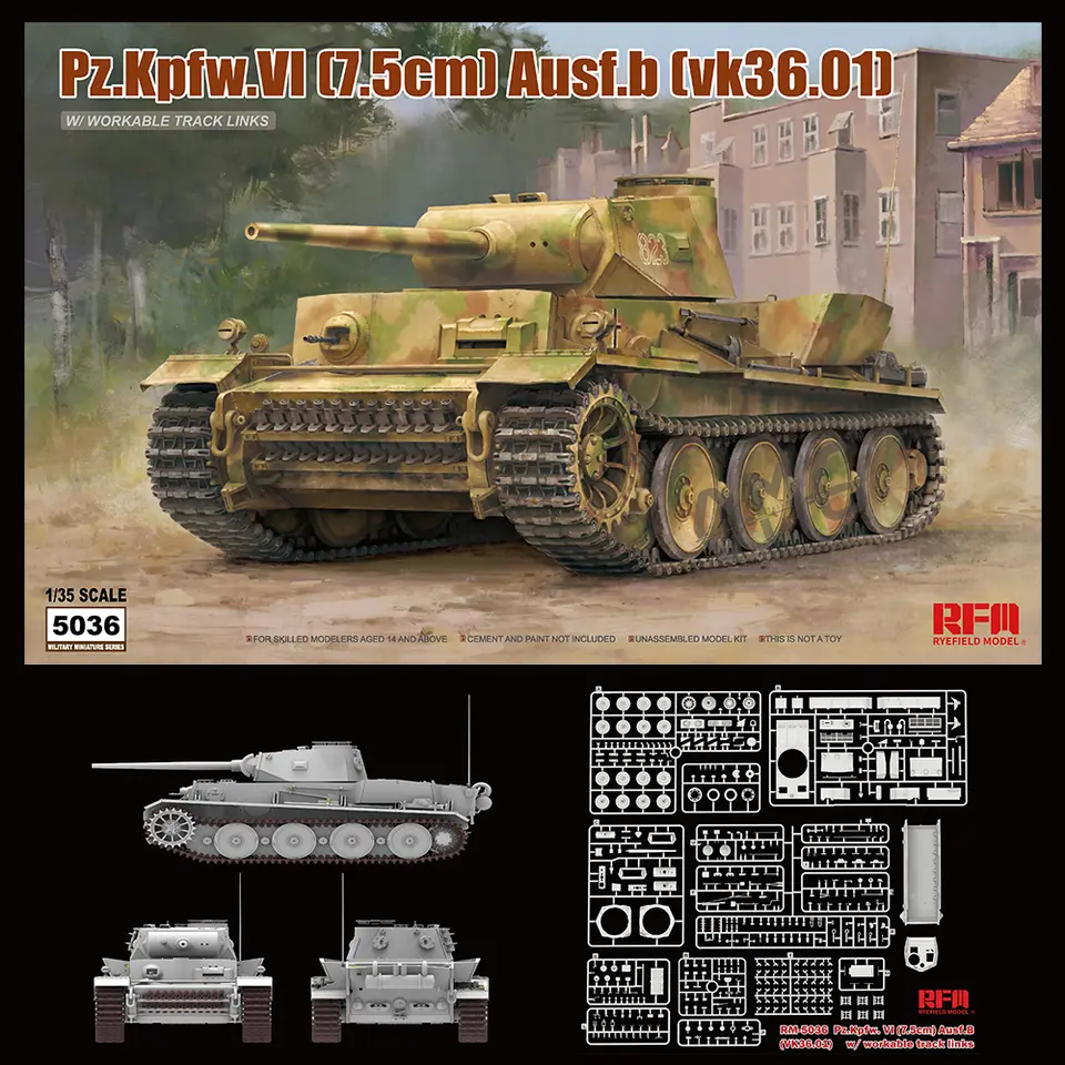 Rye Field Model 1/35 Pz.Kpfw.Vi Kit, Vintage Tank Building Set