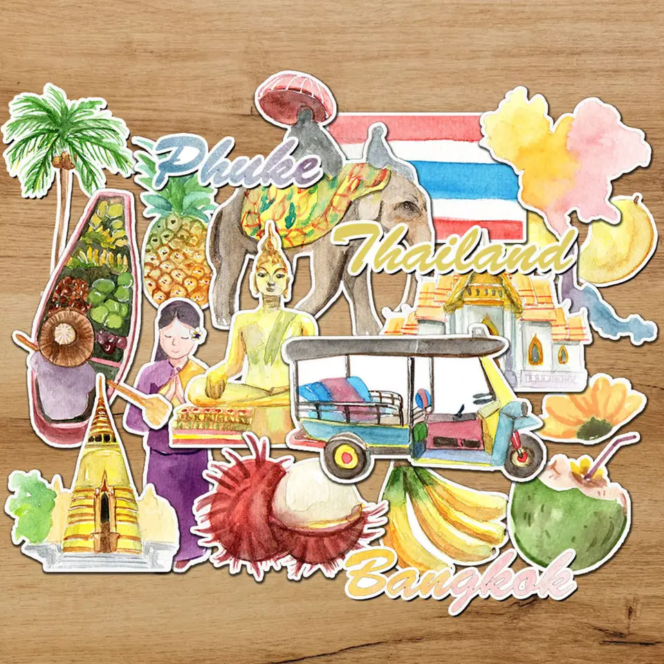 Pack of 19 Thailand Themed Sticker Pack Perfect for Scrapbooking ...