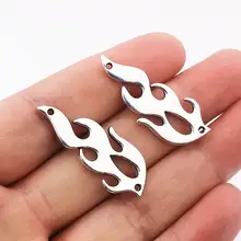 5pcs 39*15mm Silver Plated Flames Fire Charms Tibetan Silver Plated ...