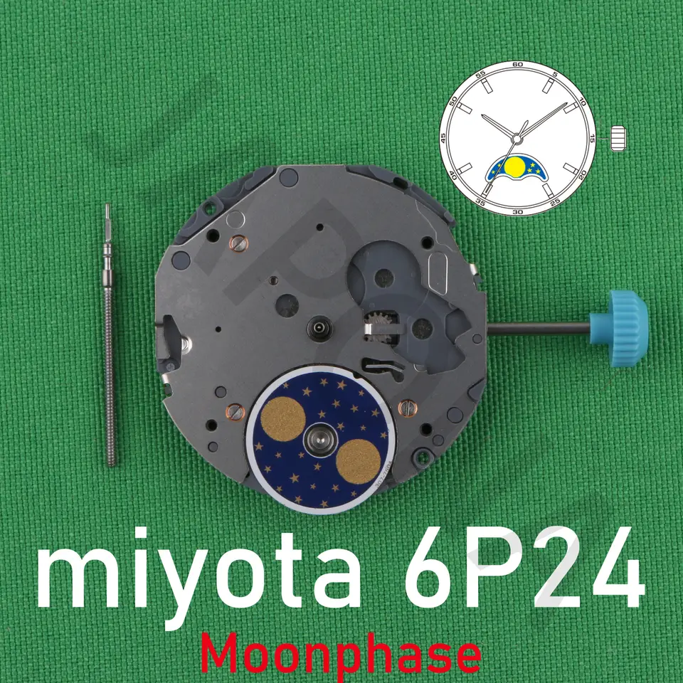 Japanese 6P24 Moonphase Watch Movement, Precision Timekeeping.