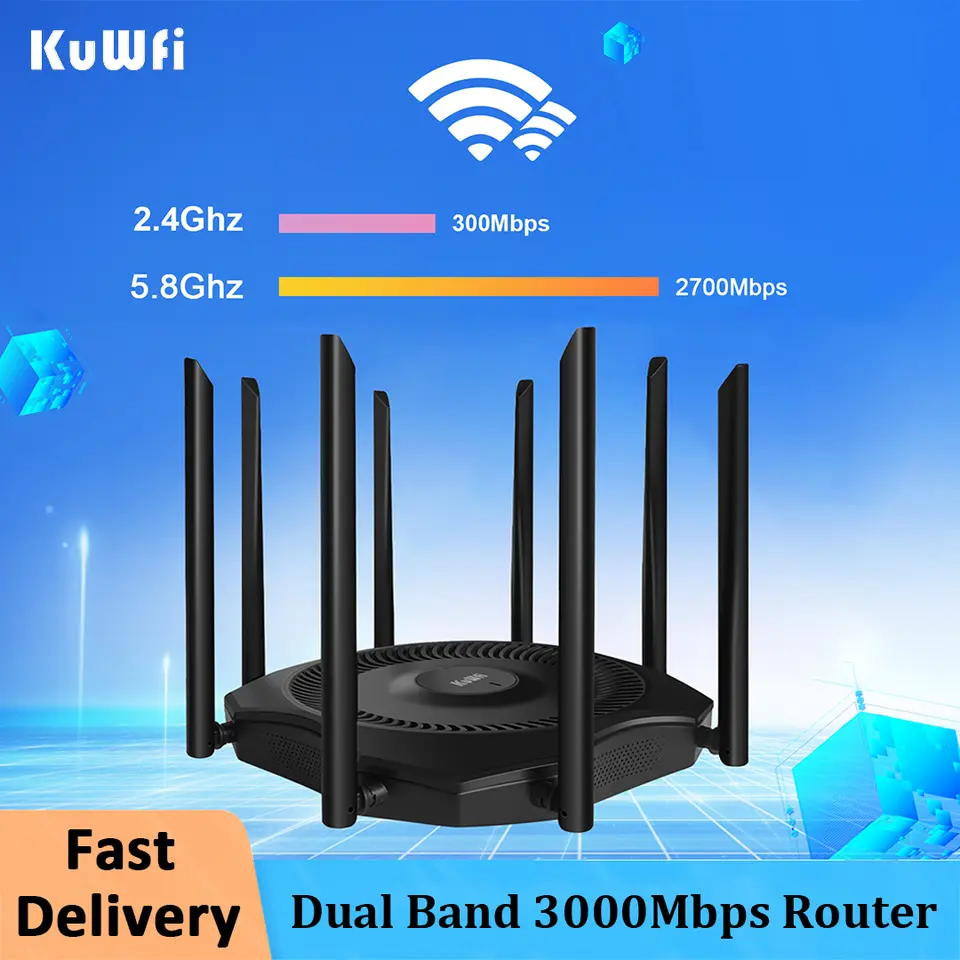 KuWFi Dual Band Wireless Router 1200Mbps Wifi Range Repeater with 8 ...
