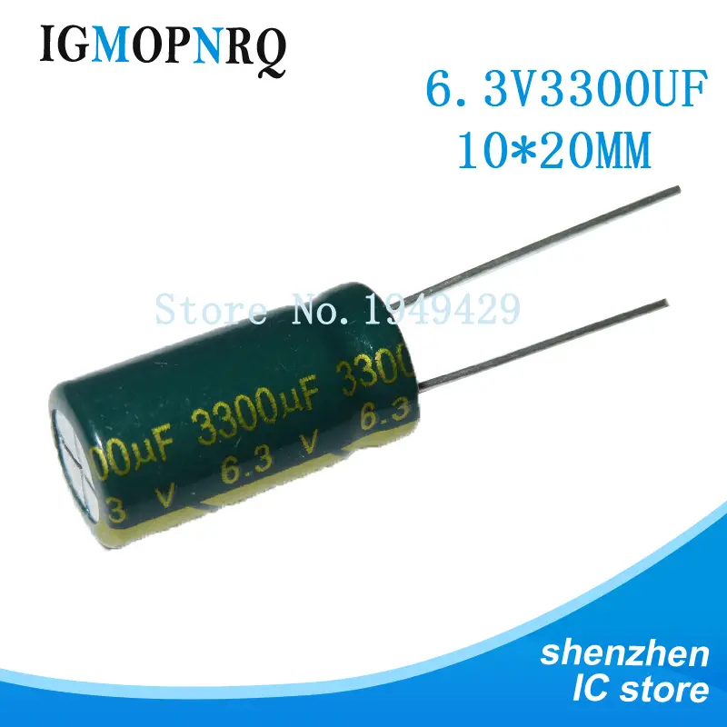 10PCS/LOT 6.3v 3300uF Aluminum electrolytic capacitor 10*20 ...
