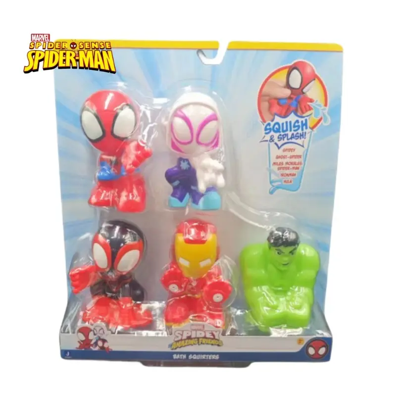 Original Spiderman Bath Squirter Toys, 5Pcs Magical Friends Set.