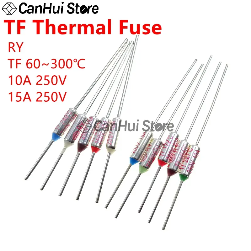 High-Temp Thermal Fuses, 10A-15A, 280C+ Temperature Protection.