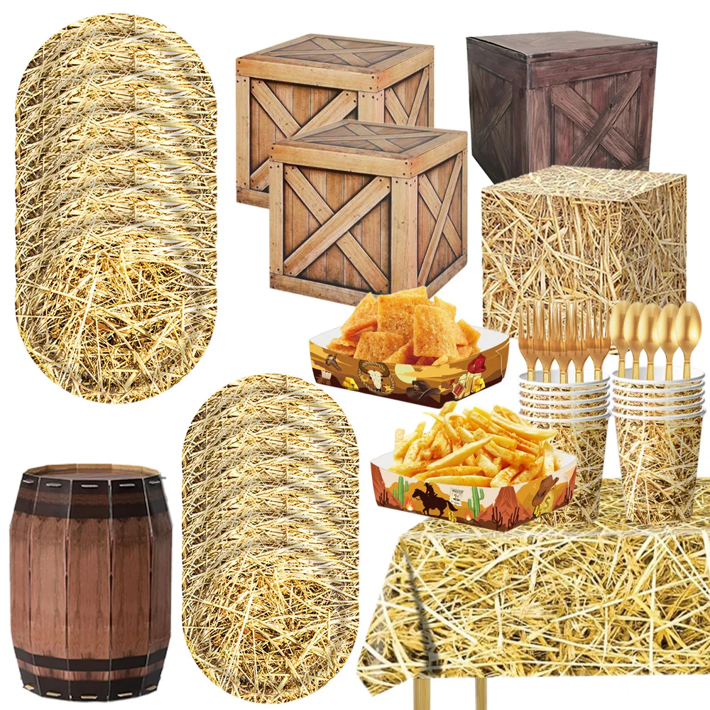Farm Hay Decorations Western Cowboy Birthday Theme Party Supplies ...