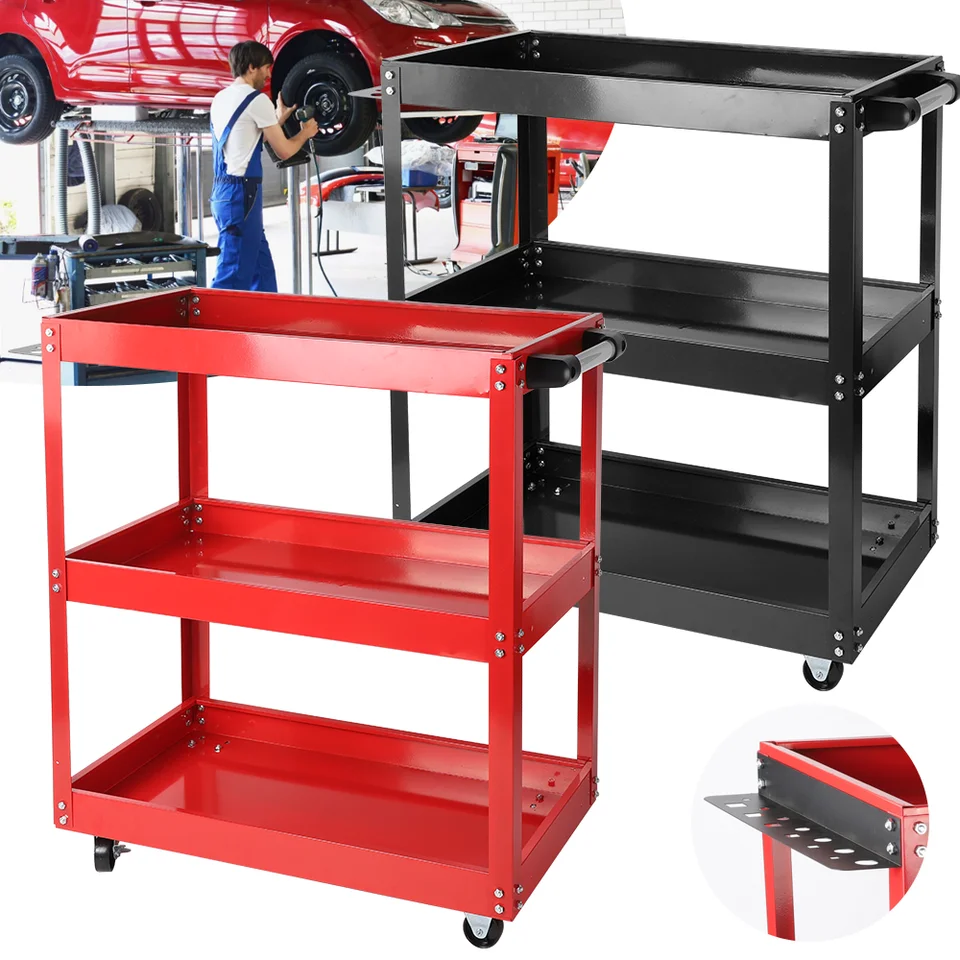 Tool Cart 3-Tier Rolling Tool Cart with 4 wheels Professional Workshop ...