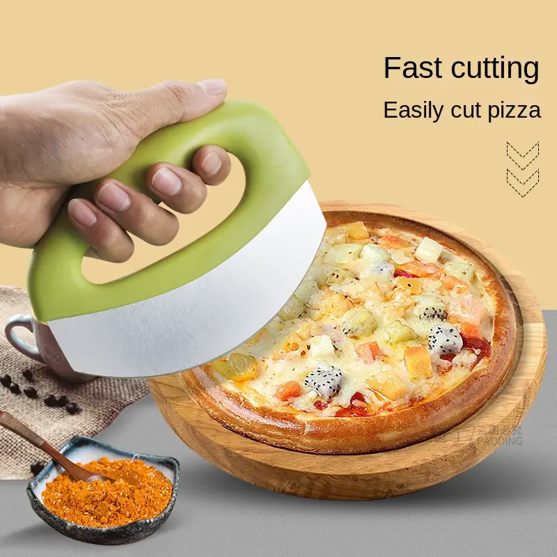 Stainless steel pizza cutter with protective cover pizza knife, rocking ...