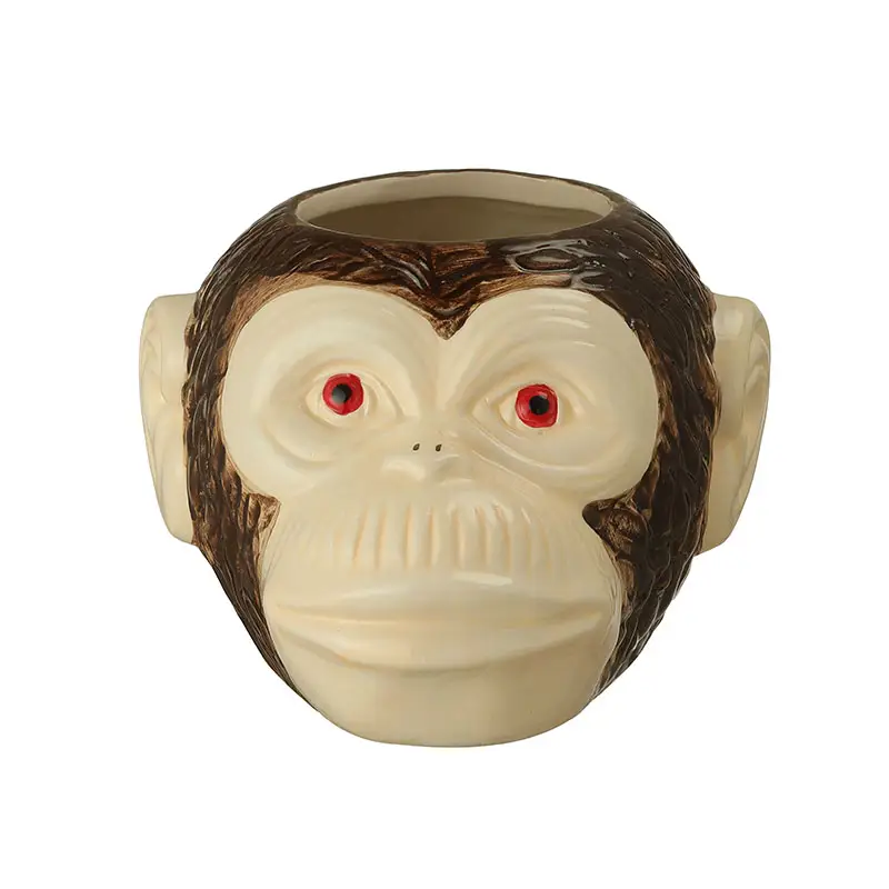 Ceramic Monkey Head Tiki Mug, Hawaii Theme Cocktail Cup, Unique Wine Mug