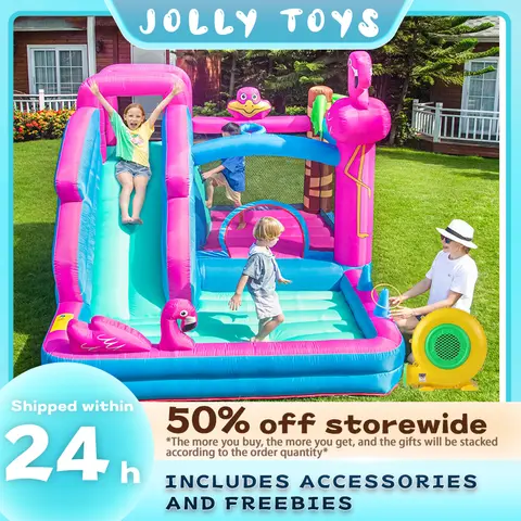 Hot Selling Flamingo Inflatable Trampoline Slide With Swimming Pool ...