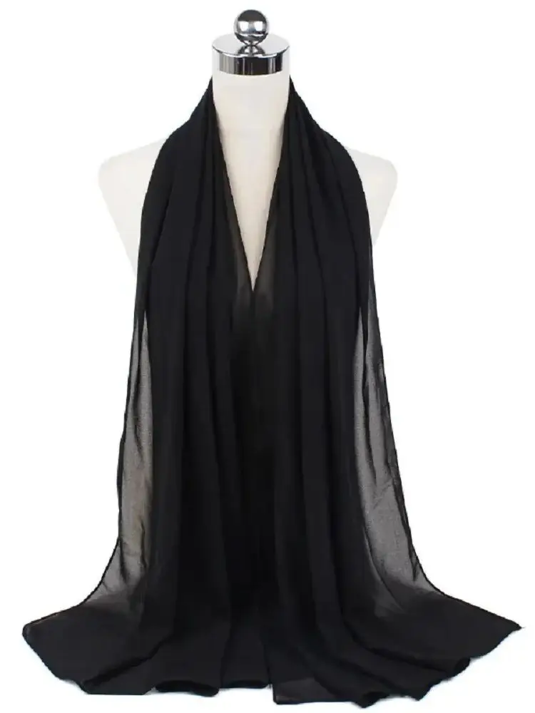 New Fashion Women Solid Chiffon Headscarf Ready To Wear Instant Hijab ...