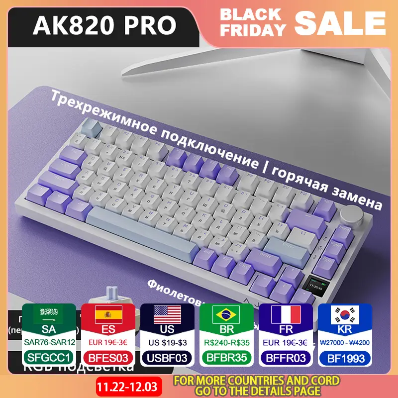 Rgb Backlight Gaming Keyboard, Bluetooth 2.4Ghz, 82 Keys, Custom Gasket ...