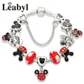 Disney New Design Lovely Pink Crystal Bead Charm Bracelets Colorful ...