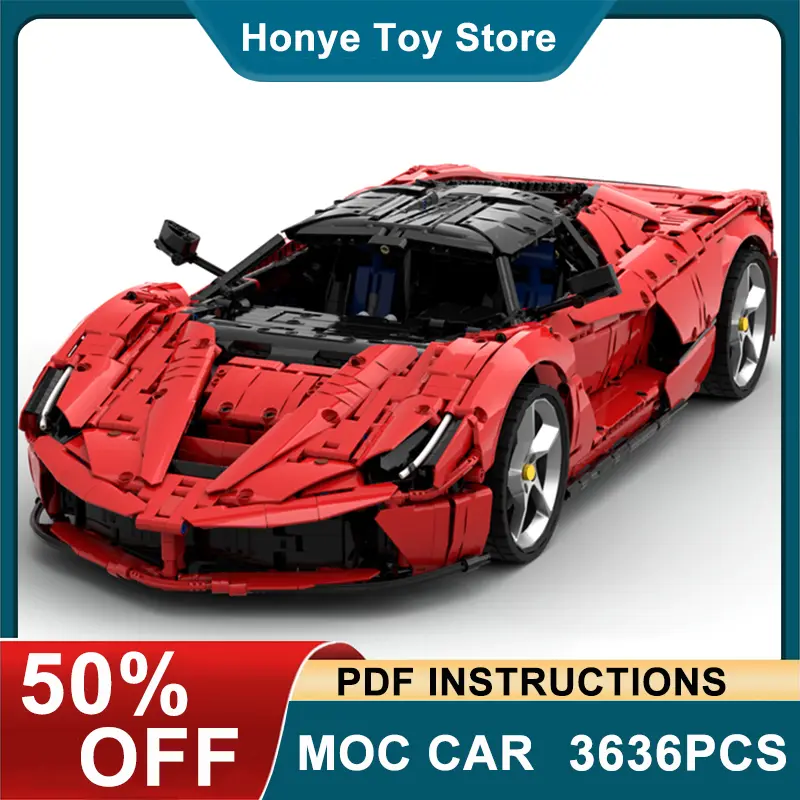 High-Tech Red Moc Sports Car Building Blocks, Diy Kids' Puzzle Gift.