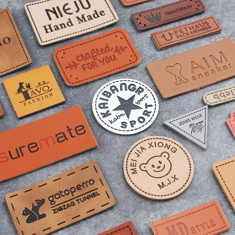 Custom Pu Leather Logo Embossed Jeans Patch Labels Wholesale