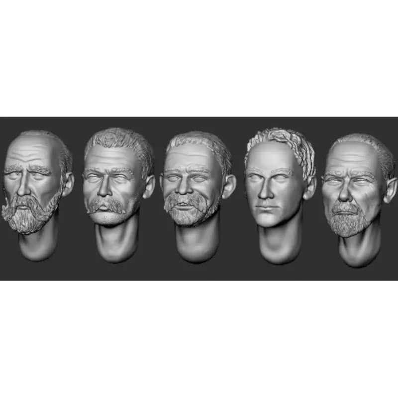 1/35 Scale Resin Soldier Head Kit - Hairy Heads, Unassembled, Free Shipping