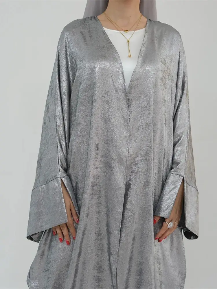Ramadan Eid Shiny Batwing Satin Open Kimono Abaya Dubai Luxury 2024 Muslim Abayas For Women ...