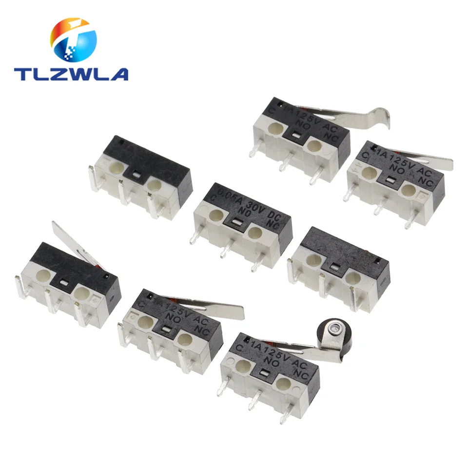 10Pcs Micro Limit Switches, 1A 125V Ac, Spdt, Long Handle, Fast Shipping!