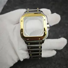 38mm Gold/ Sliver Square Watch Case with Bracelet Electroplated Steel ...